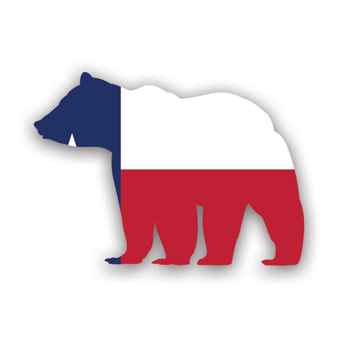 Texas Bear Flag Sticker - Decal - American Made - UV Protected Outdoors ...