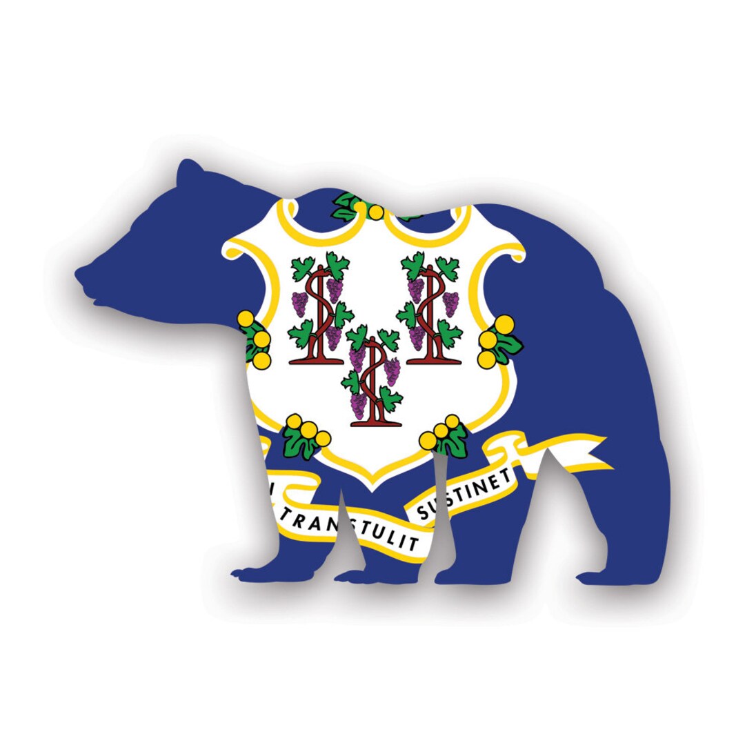 Pegatina de la bandera del oso de Connecticut - Calcomanía - Hecho en ...