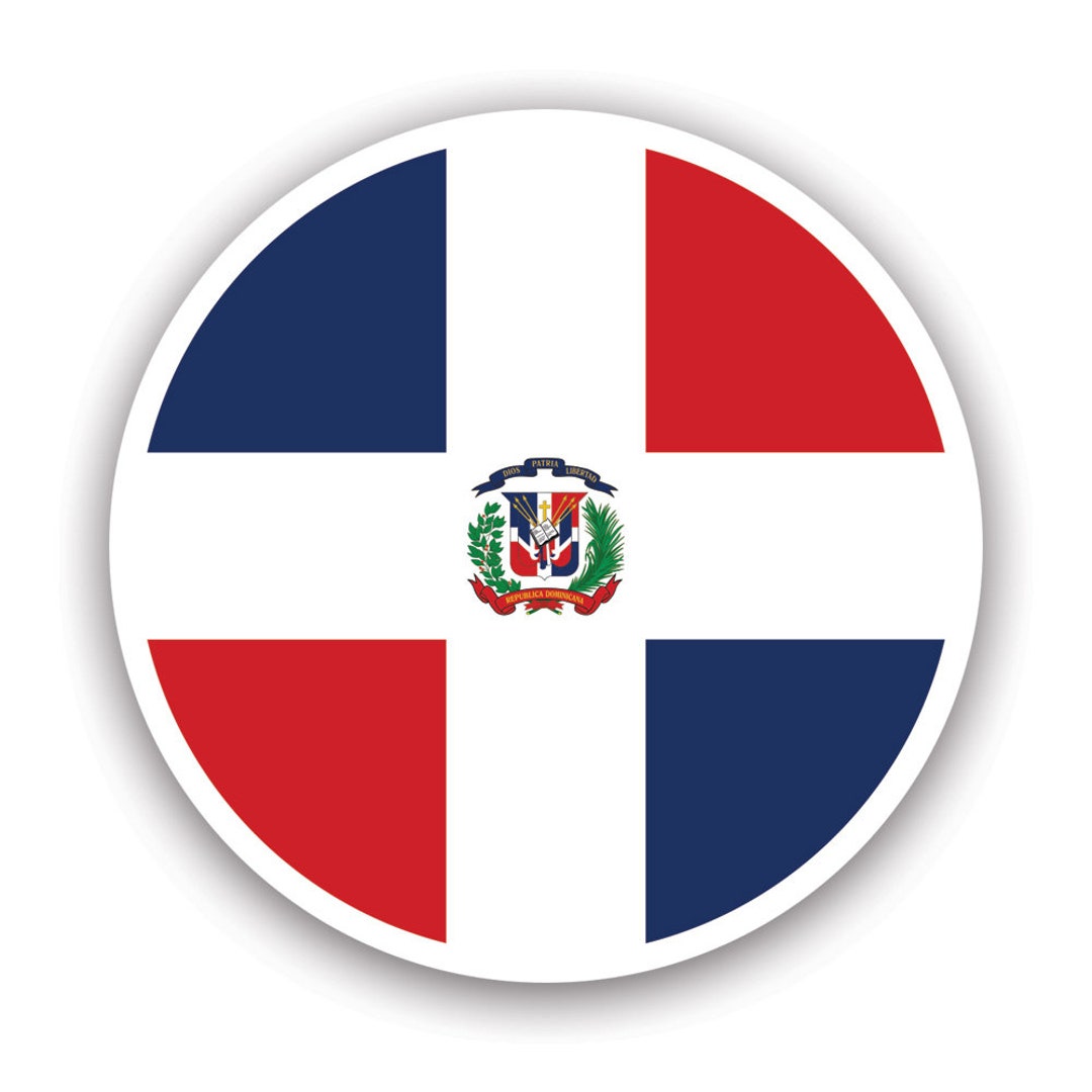 Round Dominican Flag Sticker - Decal - American Made - UV Protected ...