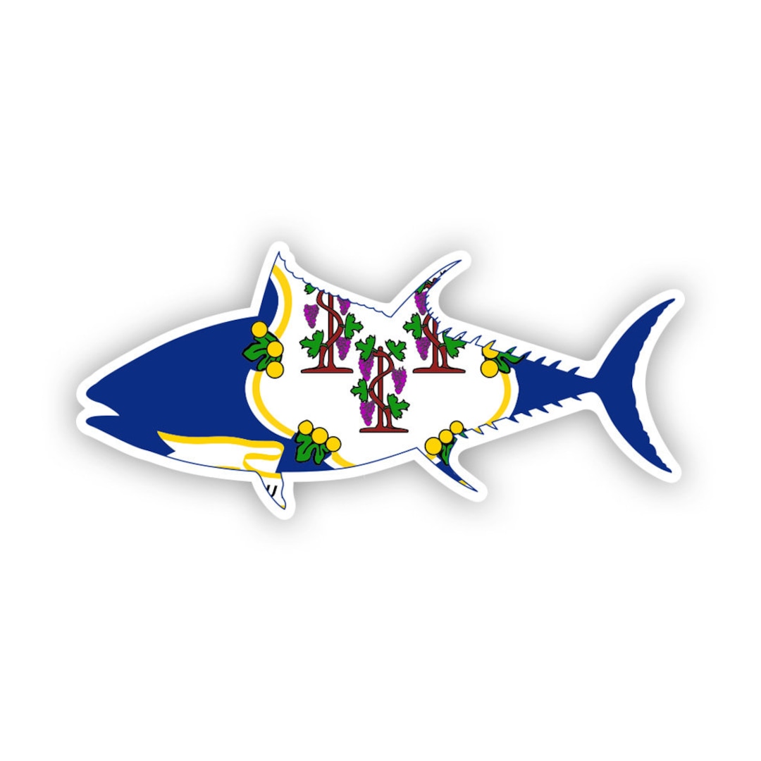 Connecticut Tuna Flag Sticker Decal American Made UV Protected Bluefin ...