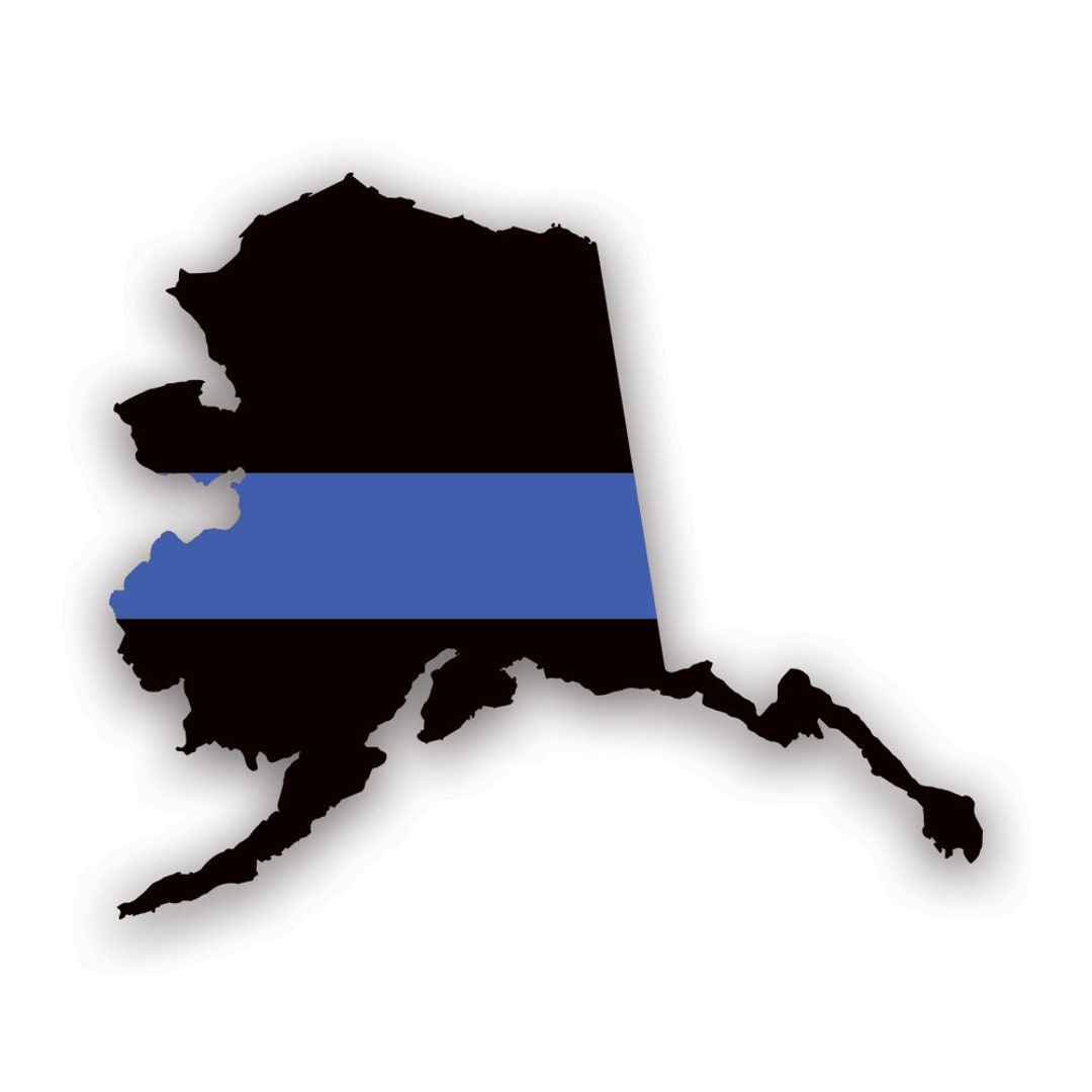 Alaska State Shaped the Thin Blue Line Sticker - Decal - American Made ...