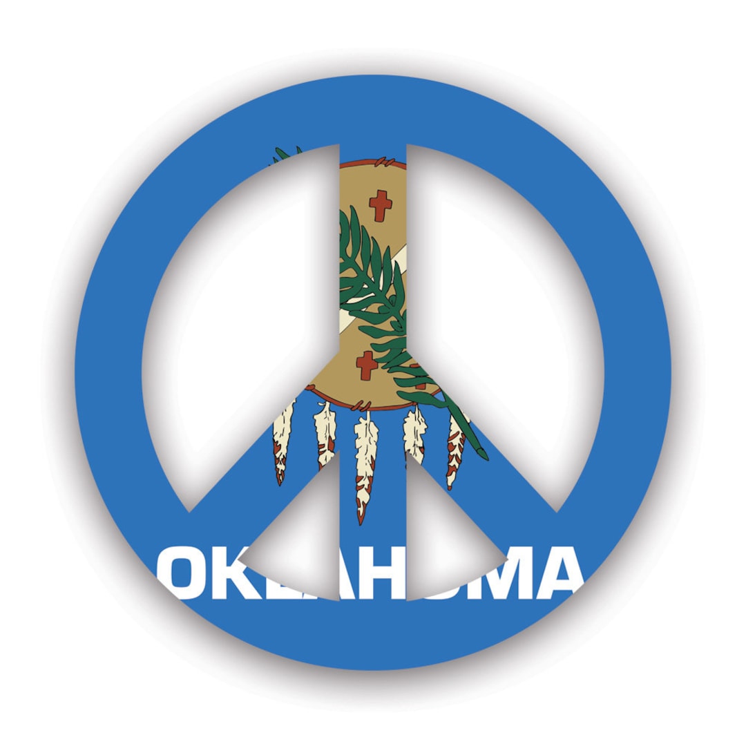 Oklahoma Flag Peace Symbol Sticker - Decal - American Made - UV ...