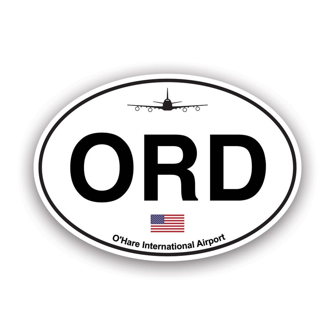 O'hare Airport Euro Oval Sticker - Decal - American Made - UV Protected ...