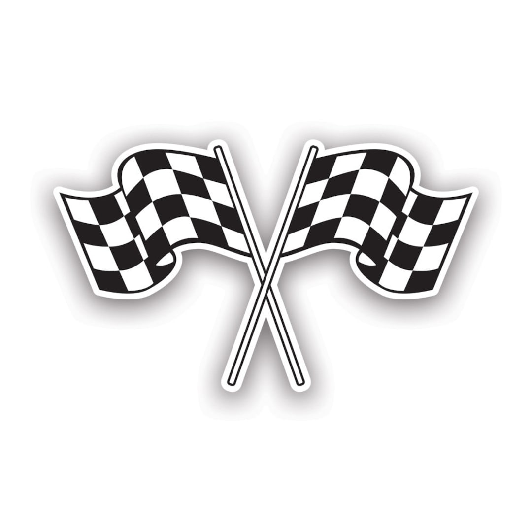 Dual Checkered Flags Sticker - Decal - American Made - UV Protected ...