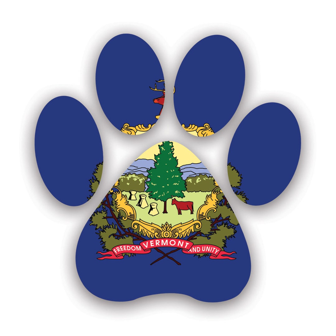Vermont State Paw Print Shaped Sticker Decal American Made UV Protected ...