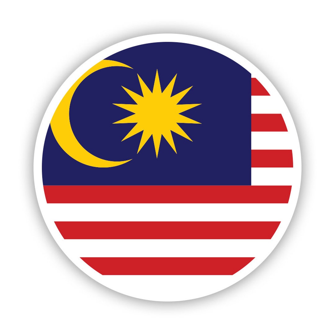 Round Malaysian Flag Sticker Decal American Made UV Protected Malaysia ...