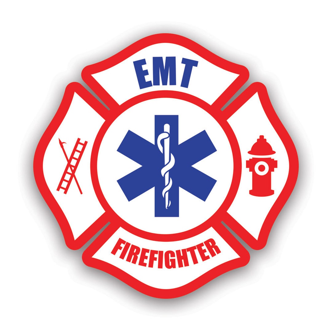 Maltese Cross EMT Firefighter Sticker - Decal - American Made - UV ...