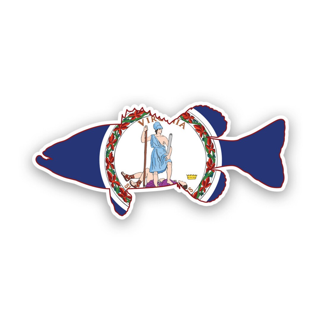 Virginia Bass Flag Sticker Decal American Made UV Protected Largemouth ...