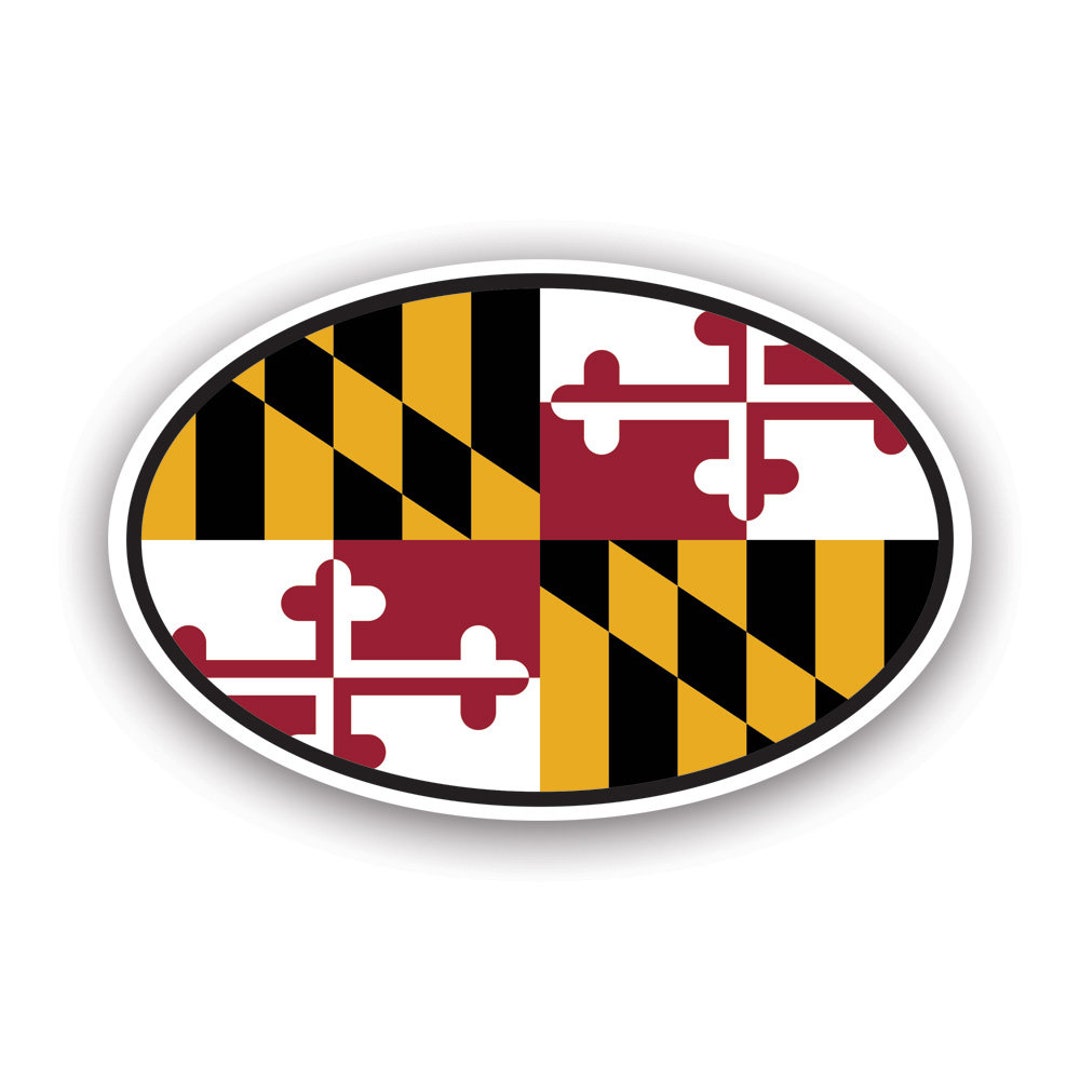 Maryland Flag Oval Sticker - Decal - American Made - UV Protected V4 Md ...