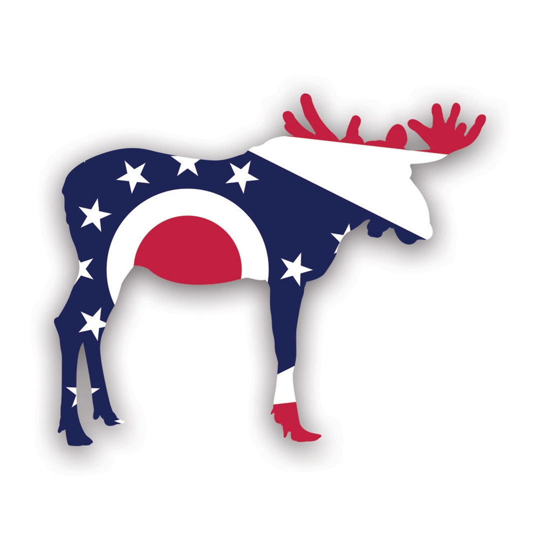 Ohio Moose Shaped Flag Sticker Decal American Made UV Protected Oh Elk ...