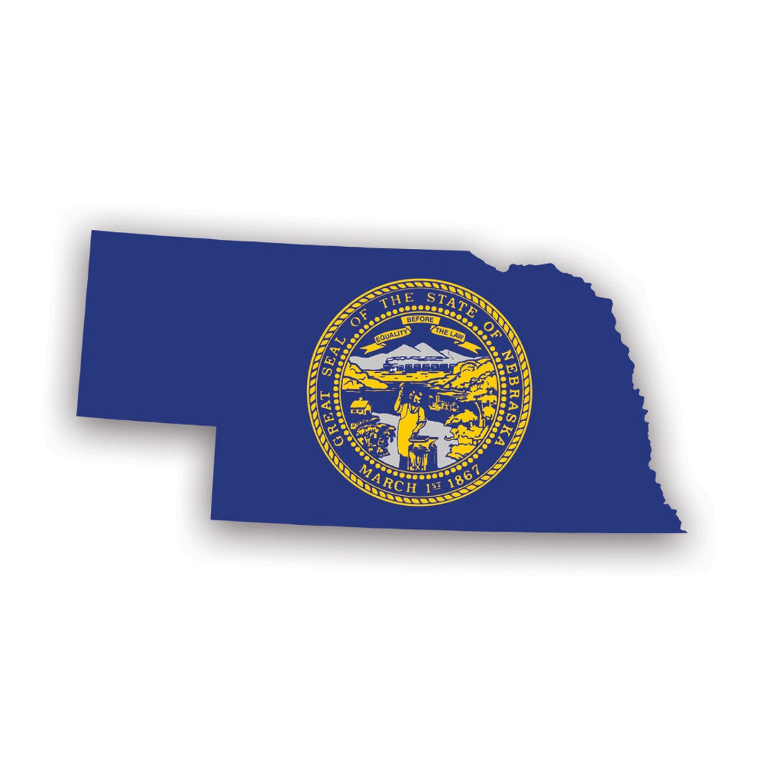 Nebraska State Shaped Flag Sticker - Decal - American Made - UV ...