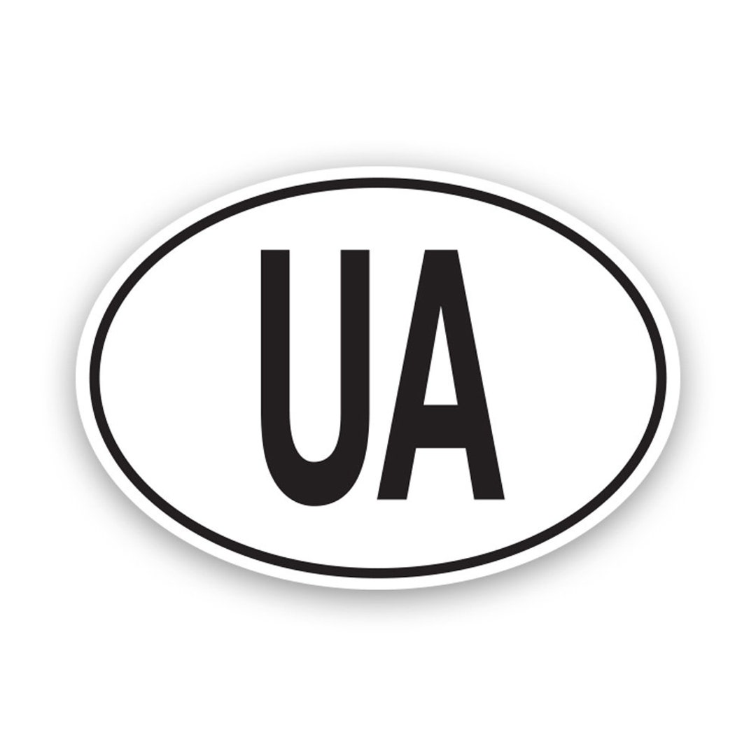 UA Ukraine Country Code Oval Sticker - Decal - American Made - UV ...