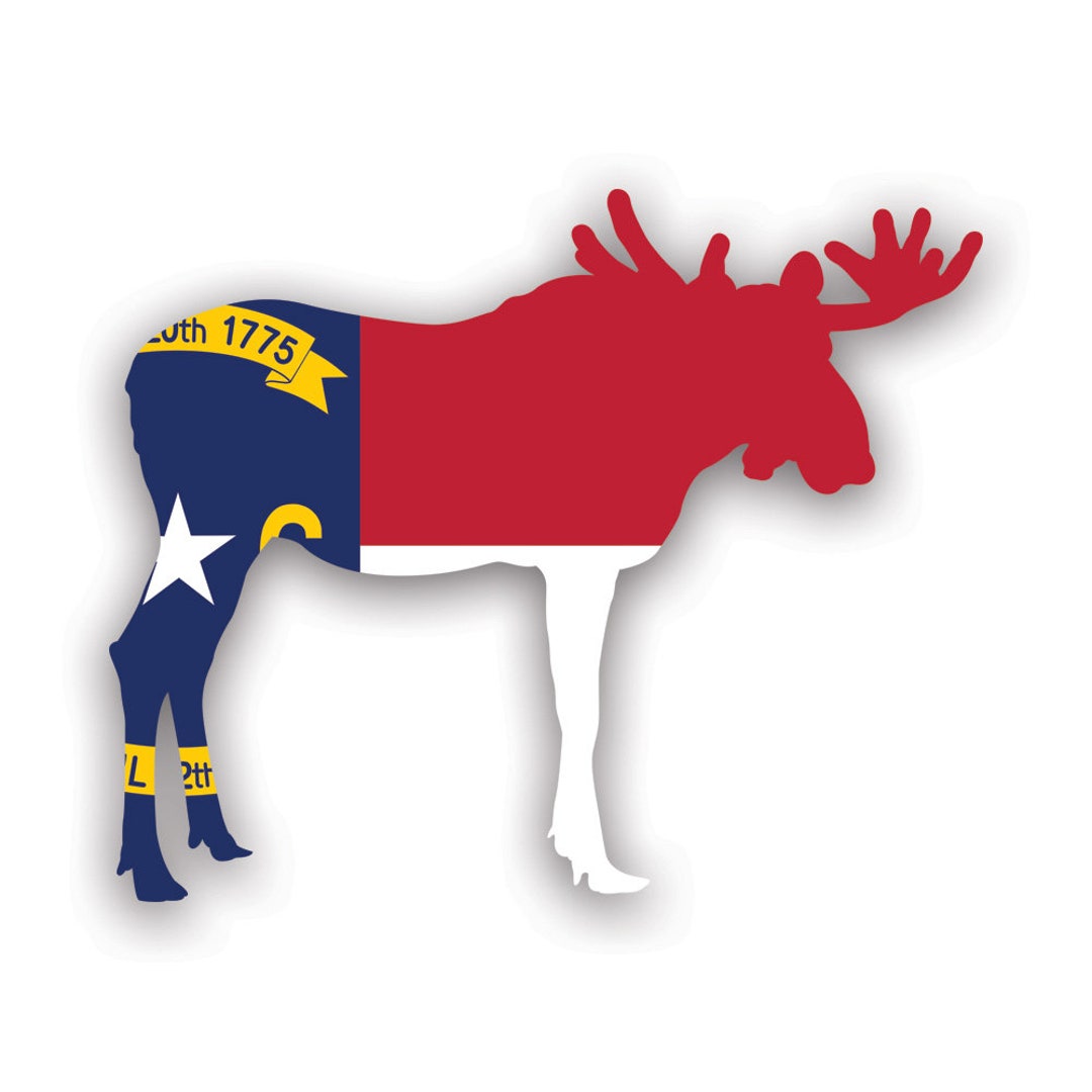 North Carolina Moose Shaped Flag Sticker - Decal - American Made - UV ...