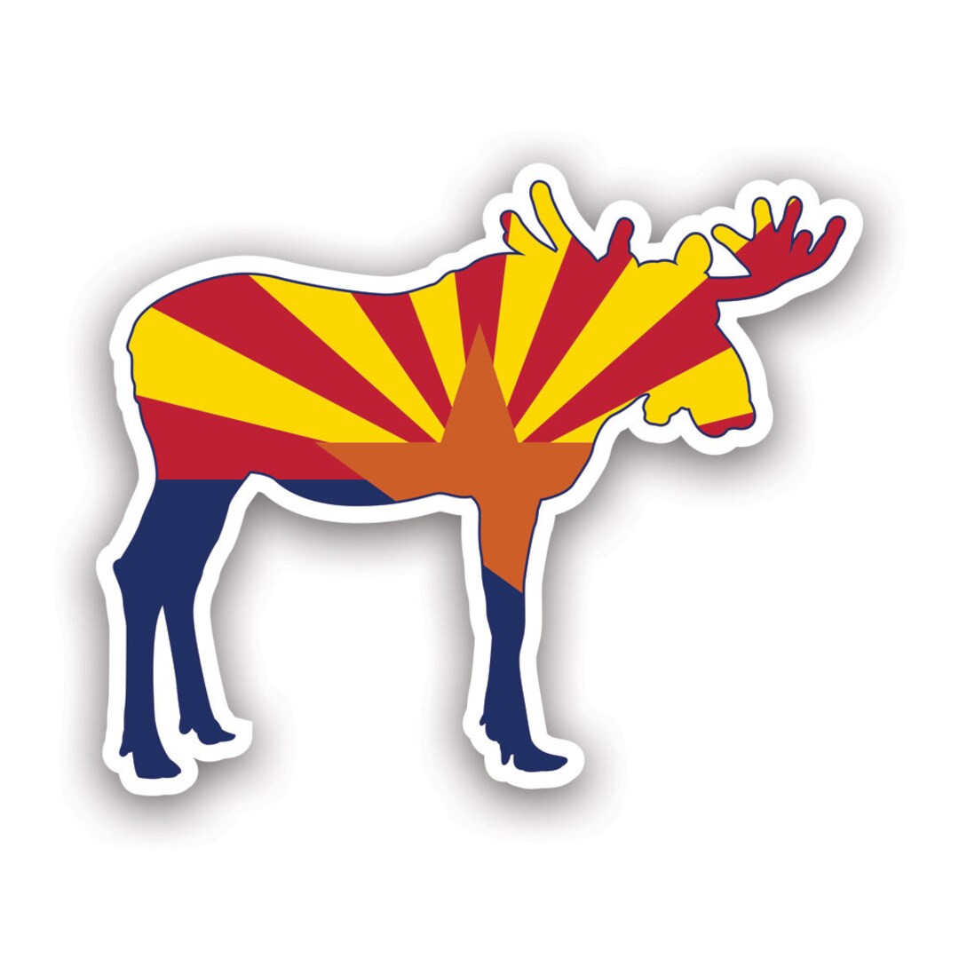 Arizona Moose Shaped Flag Sticker - Decal - American Made - UV ...