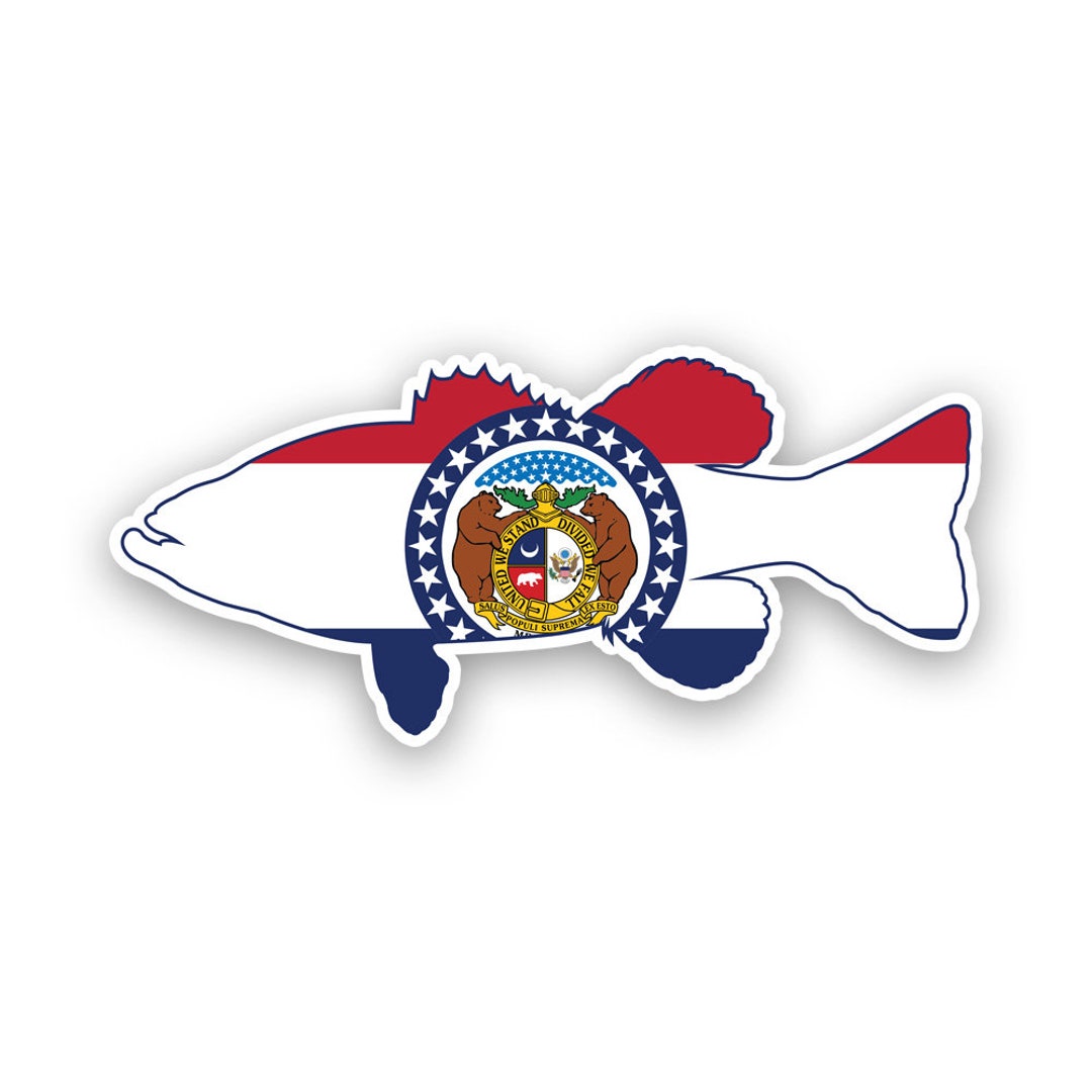 Missouri Bass Flag Sticker Decal American Made UV Protected Largemouth ...