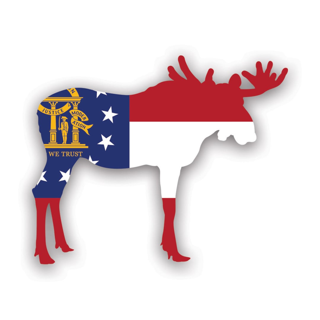 Georgia Moose Shaped Flag Sticker - Decal - American Made - UV ...