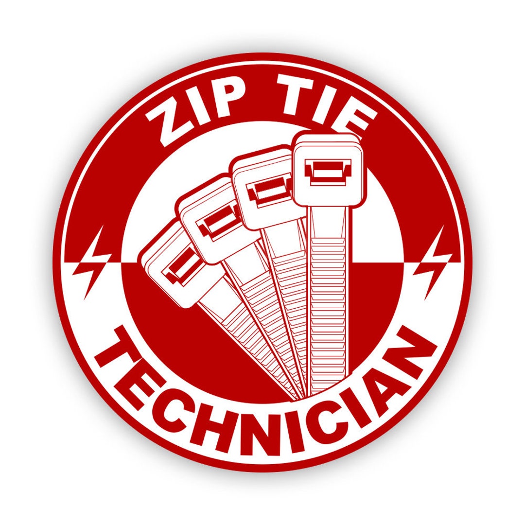 Red Zip Tie Technician Sticker Decal American Made UV Protected Ziptie ...
