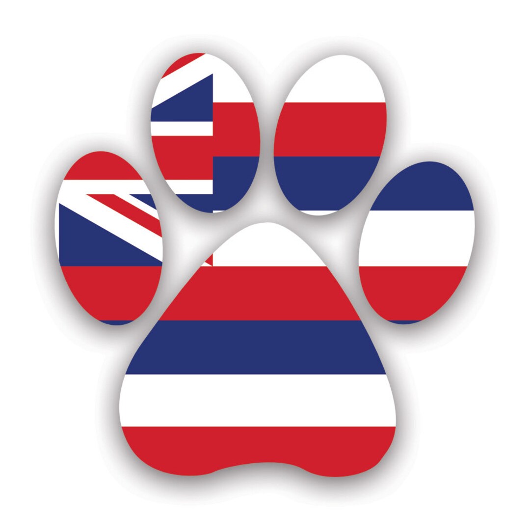 Hawaii State Paw Print Shaped Sticker - Decal - American Made - UV ...