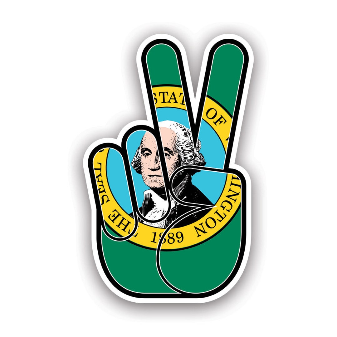 Washington State Shaped Peace Sign Sticker - Decal - American Made - UV ...