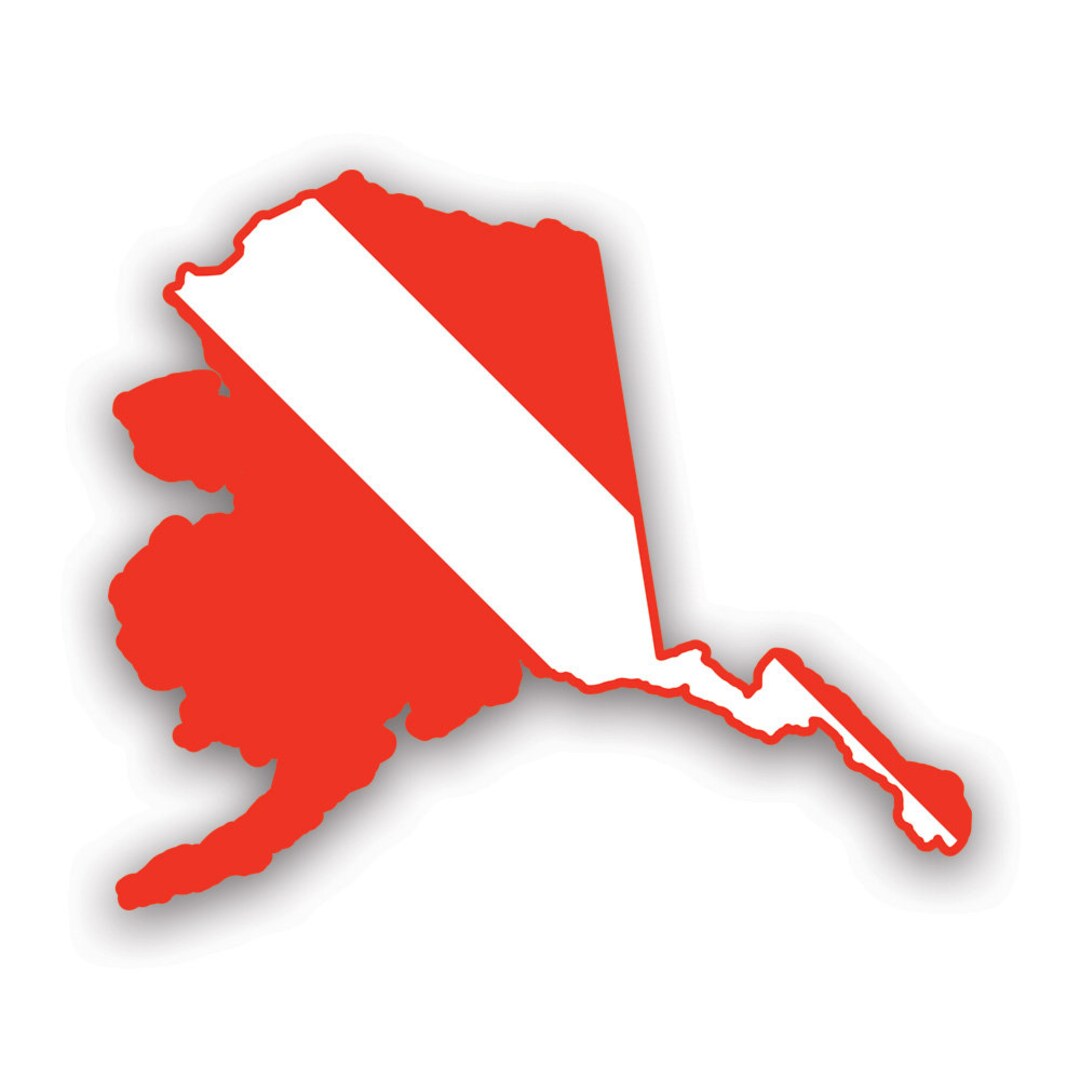 Alaska State Shaped Diver Down Flag Sticker - Decal - American Made ...