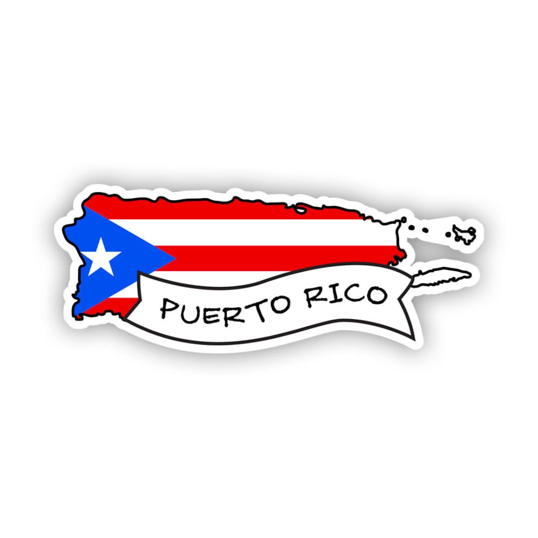 Rican Shaped Puerto Rico Flag Sticker Decal American Made UV Protected ...