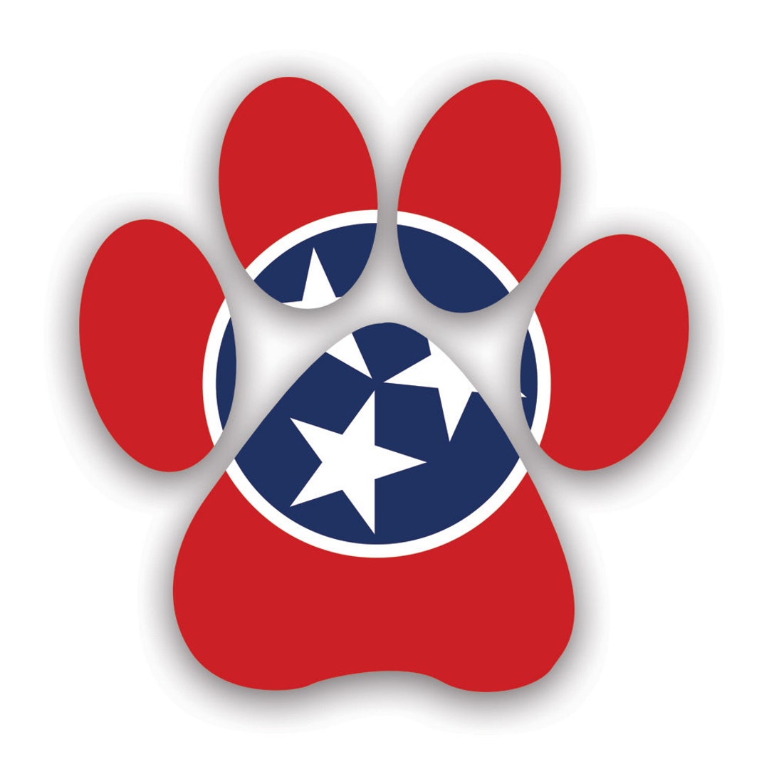 Tennessee State Paw Print Shaped Sticker - Decal - American Made - UV ...