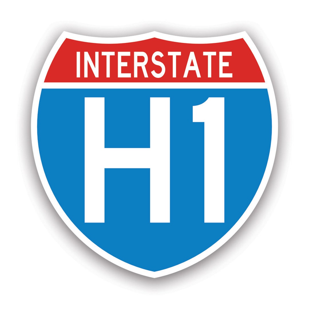 Interstate H1 Highway Sign Sticker - Decal - American Made - UV ...