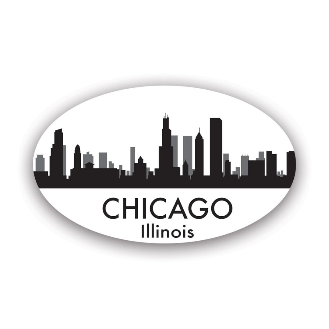 Oval Chicago Skyline Sticker - Decal - American Made - UV Protected ...
