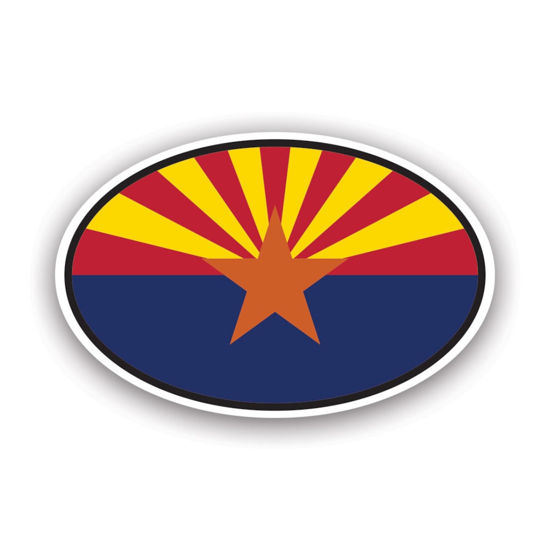 Arizona Flag Oval Sticker - Decal - American Made - UV Protected V4 Az ...