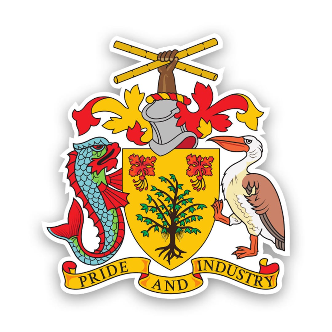 Pegatina del escudo de armas de Barbados Calcomanía Hecho en Estados ...