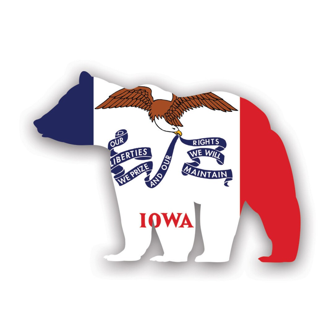 Iowa Bear Flag Sticker - Decal - American Made - UV Protected Outdoors ...