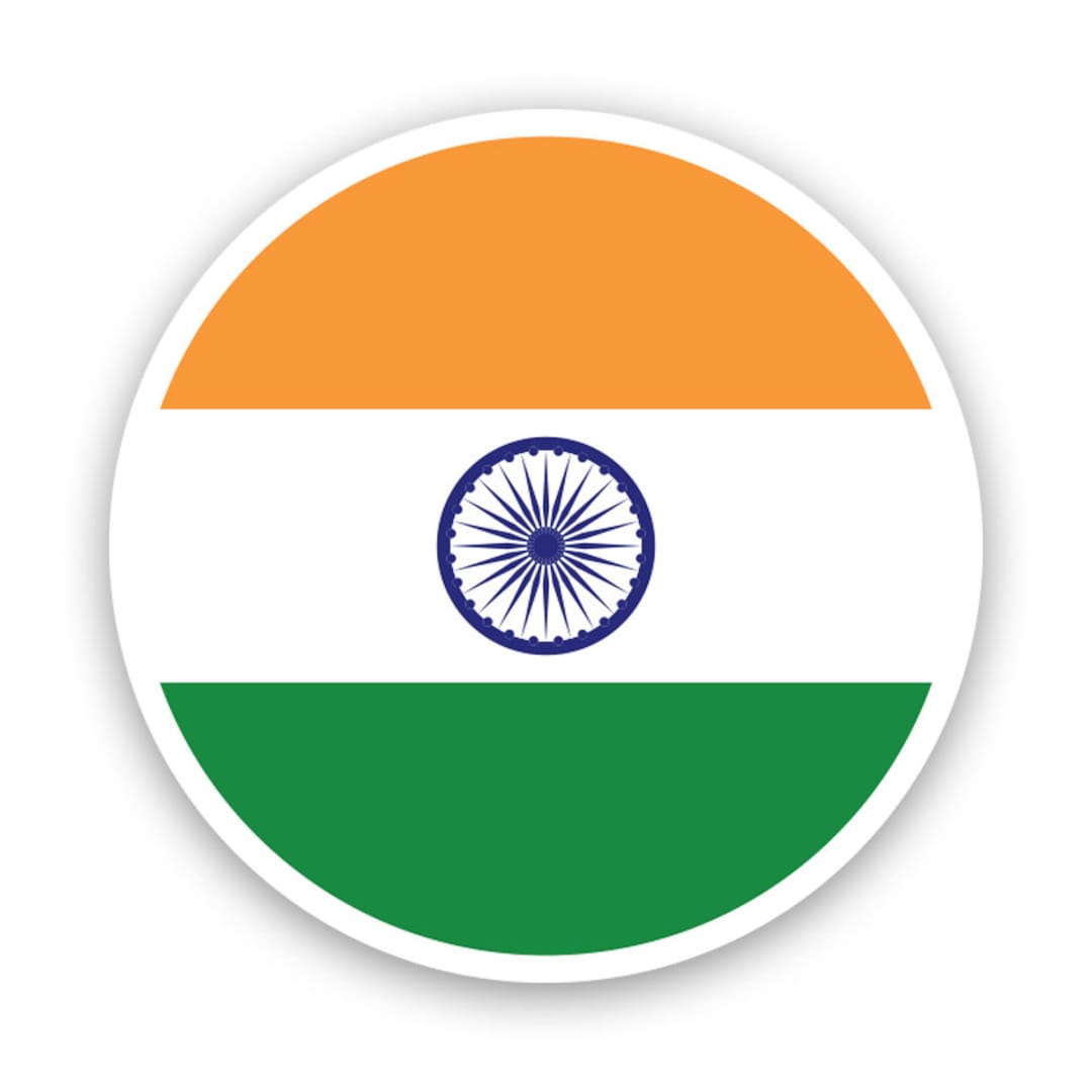 Round Indian Flag Sticker Decal American Made UV Protected India Ind in ...