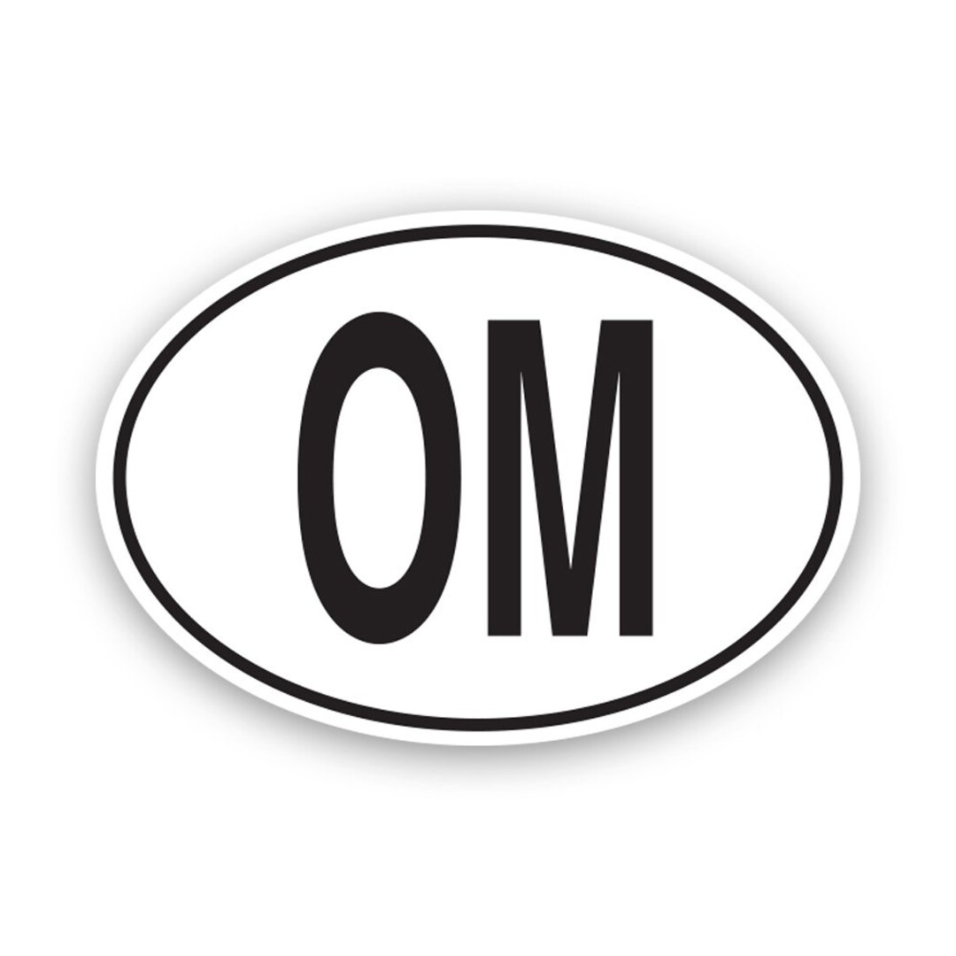 OM Oman Country Code Oval Sticker Decal American Made UV Protected ...