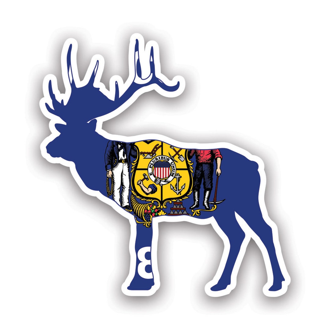 Wisconsin Deer Shaped Flag Sticker - Decal - American Made - UV ...