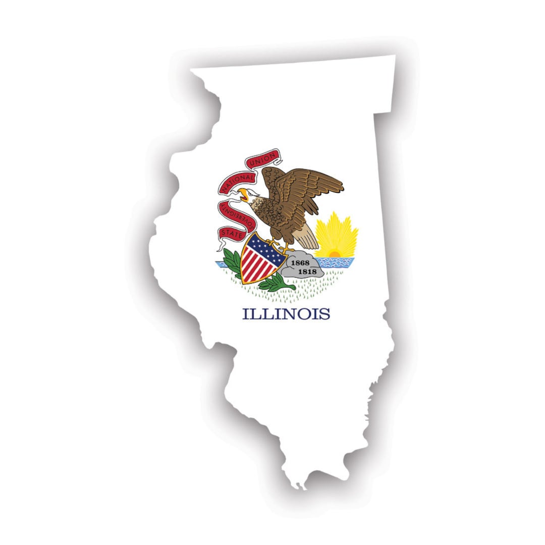 Illinois State Shaped Flag Sticker - Decal - American Made - UV ...