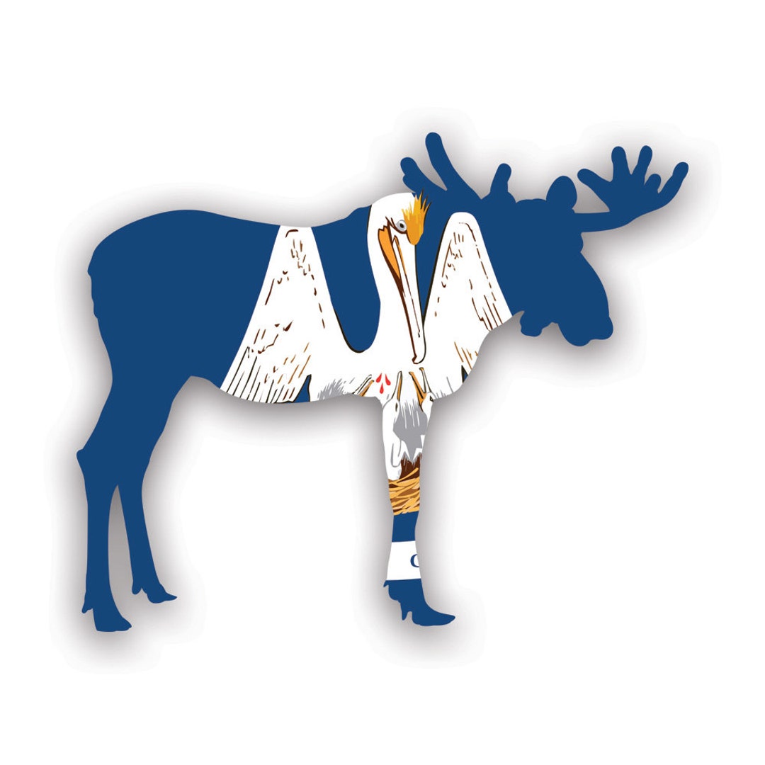 Louisiana Moose Shaped Flag Sticker - Decal - American Made - UV ...