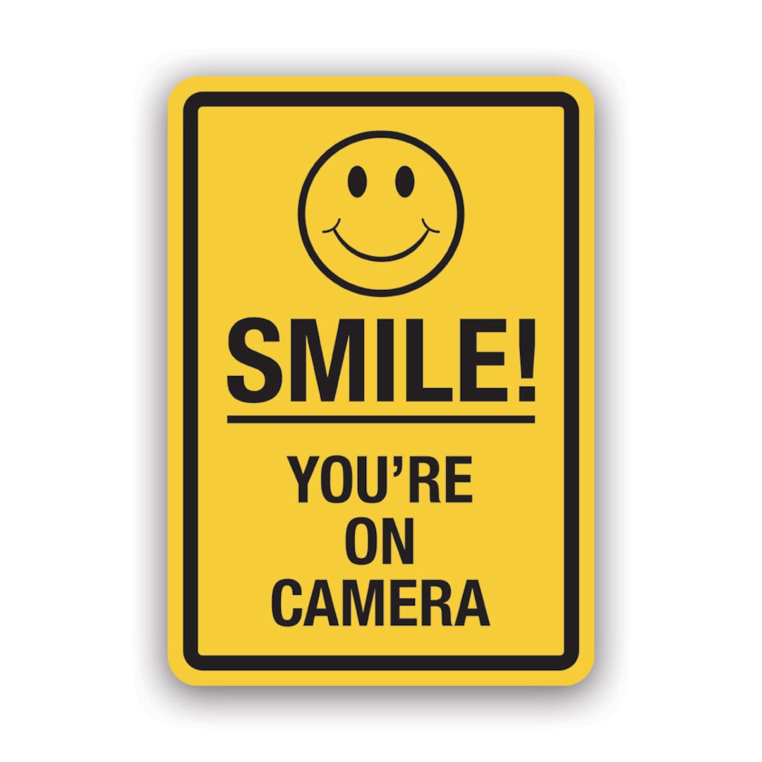 Smile You're on Camera Sticker - Decal - American Made - UV Protected Shop Window Cctv Warning ...