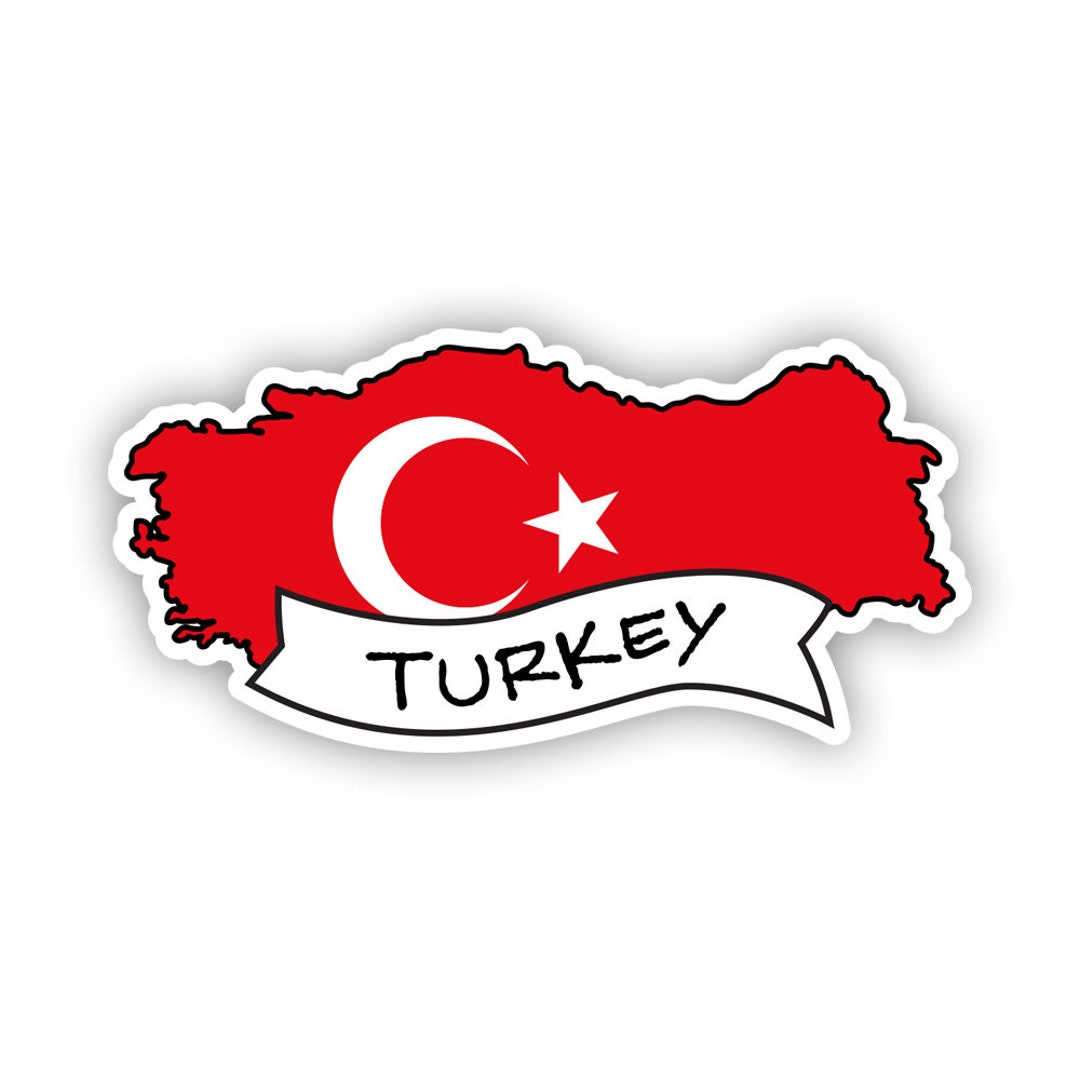Turkish Shaped Turkey Flag Sticker Decal American Made UV Protected ...