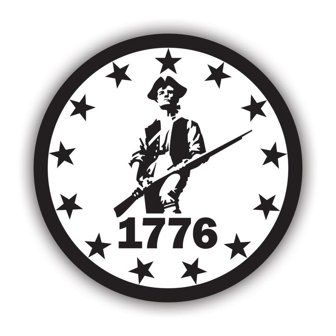 Round 1776 Minuteman Sticker - Decal - American Made - UV Protected ...