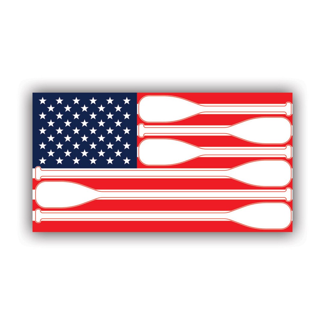 Canoe Paddle American Flag Sticker - Decal - American Made - UV ...