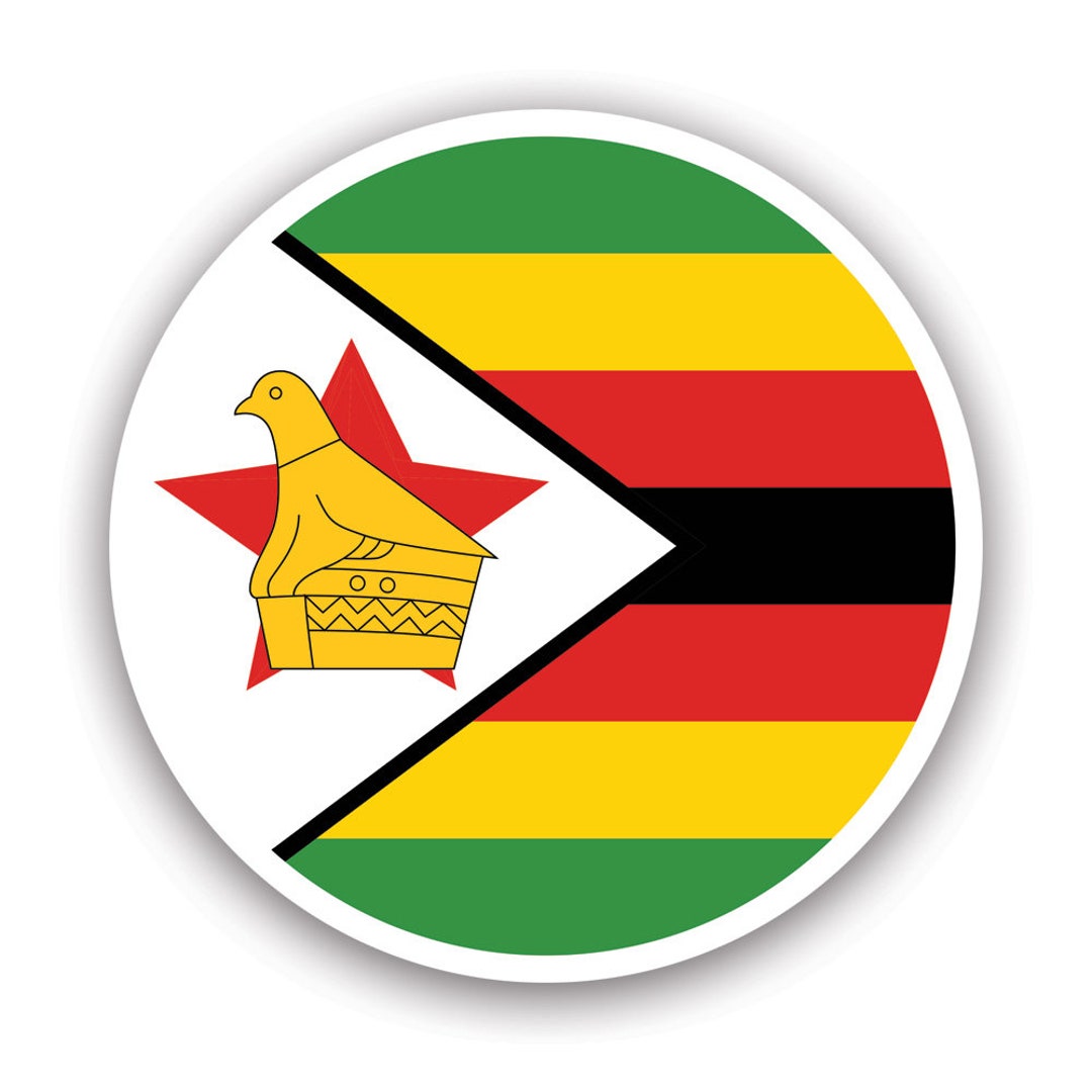 Round Zimbabwean Flag Sticker - Decal - American Made - UV Protected ...