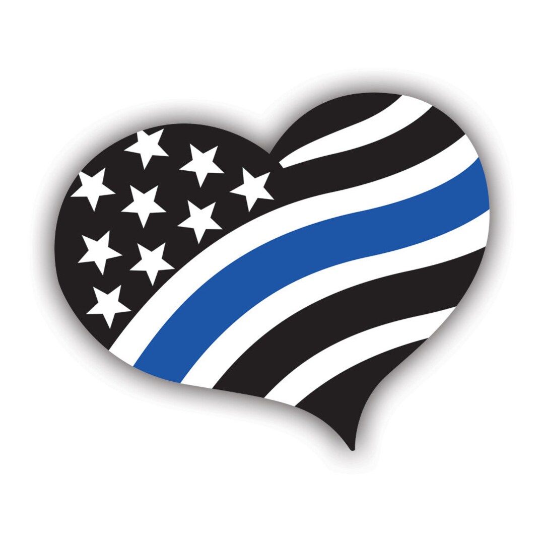Waving Thin Blue Line Heart Sticker - Decal - American Made - UV ...