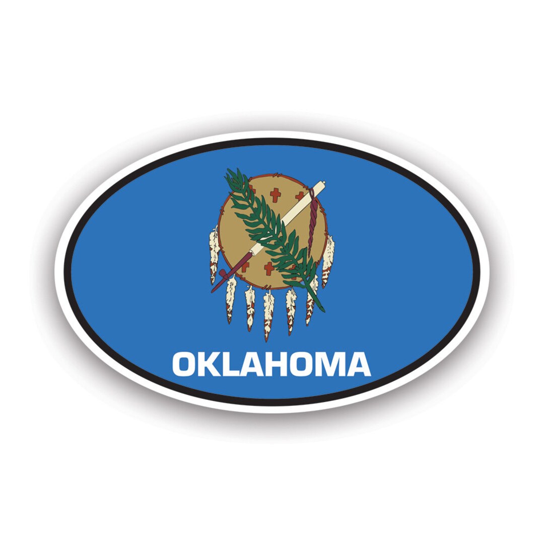 Oklahoma Flag Oval Sticker Decal American Made UV Protected V4 Ok Euro ...