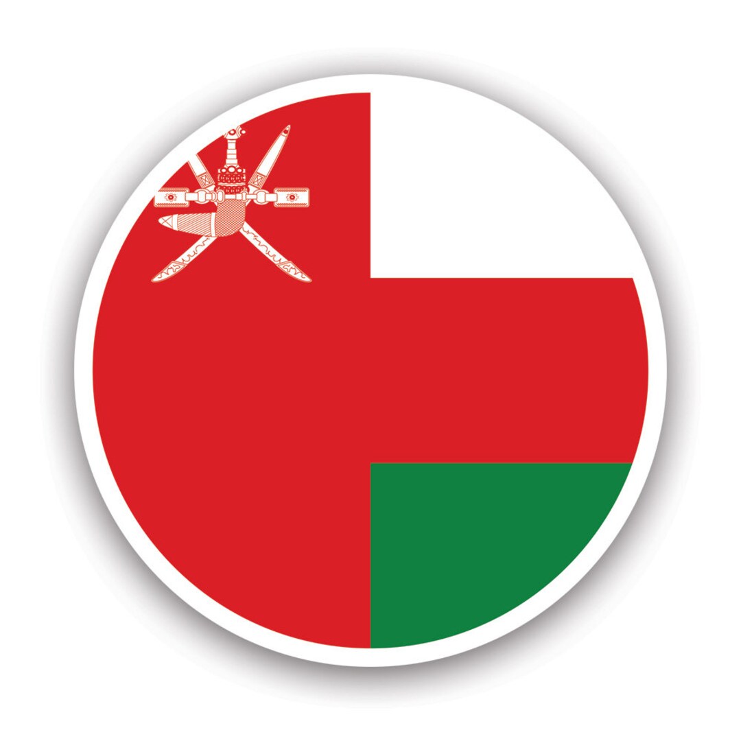 Round Omani Flag Sticker Decal American Made UV Protected Oman Omn Om ...