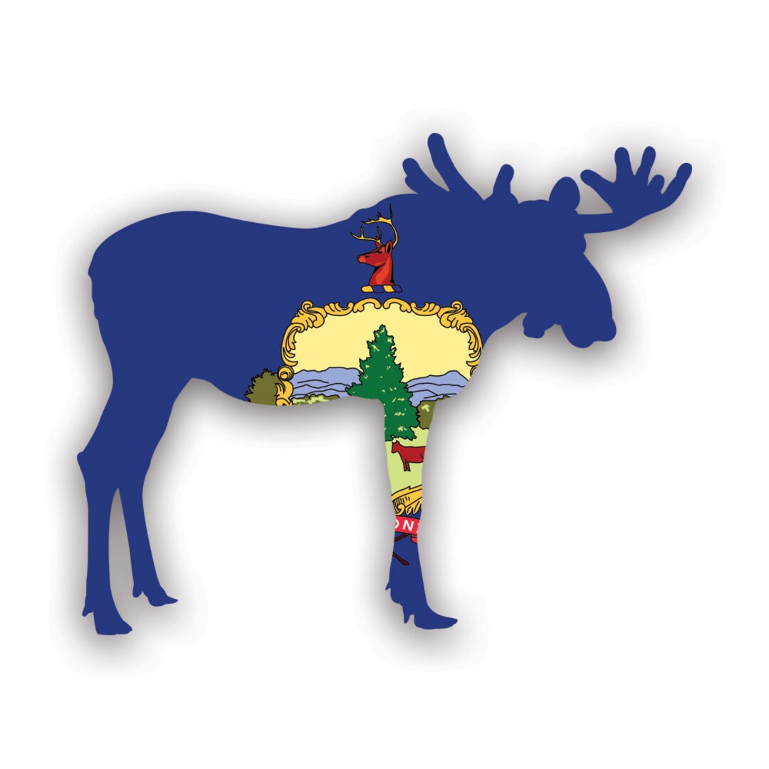 Vermont Moose Shaped Flag Sticker - Decal - American Made - UV ...
