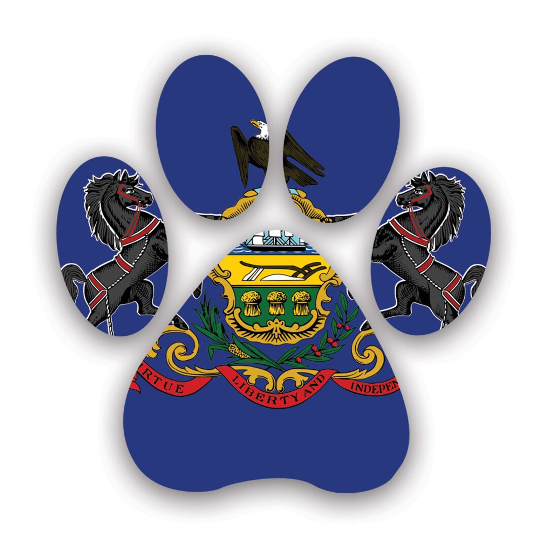 Pennsylvania State Paw Print Shaped Sticker - Decal - American Made ...