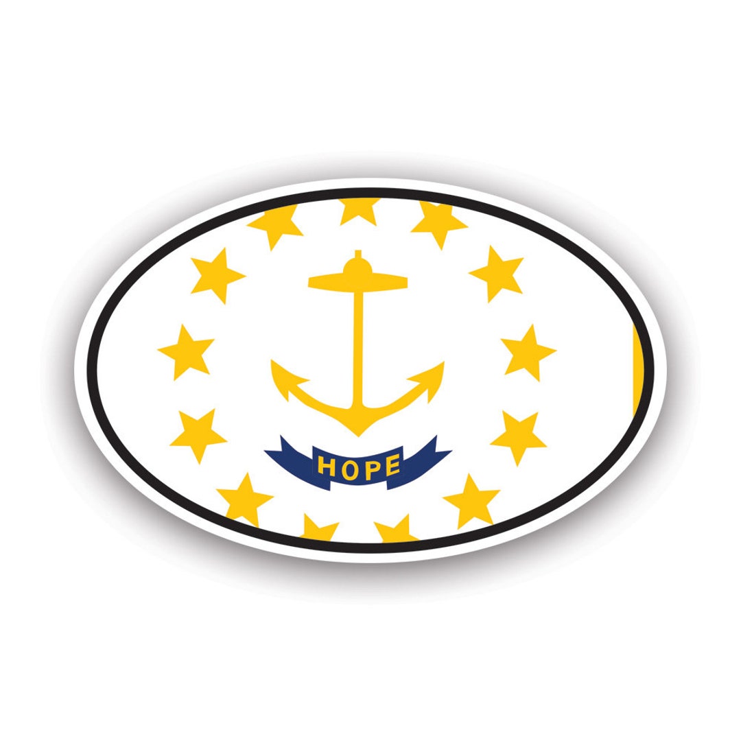Rhode Island Flag Oval Sticker - Decal - American Made - UV Protected ...