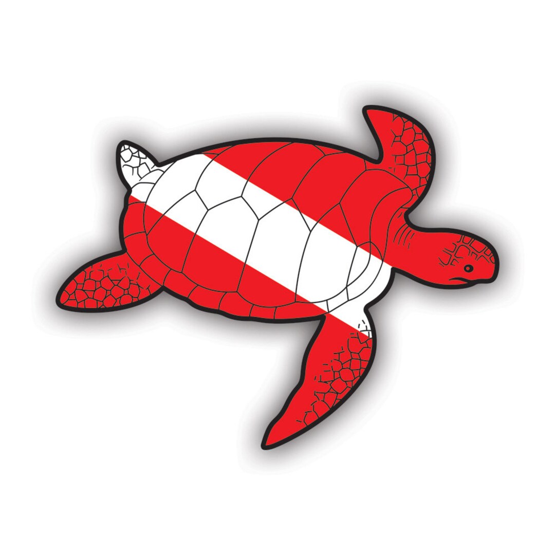 Diver Down Sea Turtle Sticker - Decal - American Made - UV Protected ...