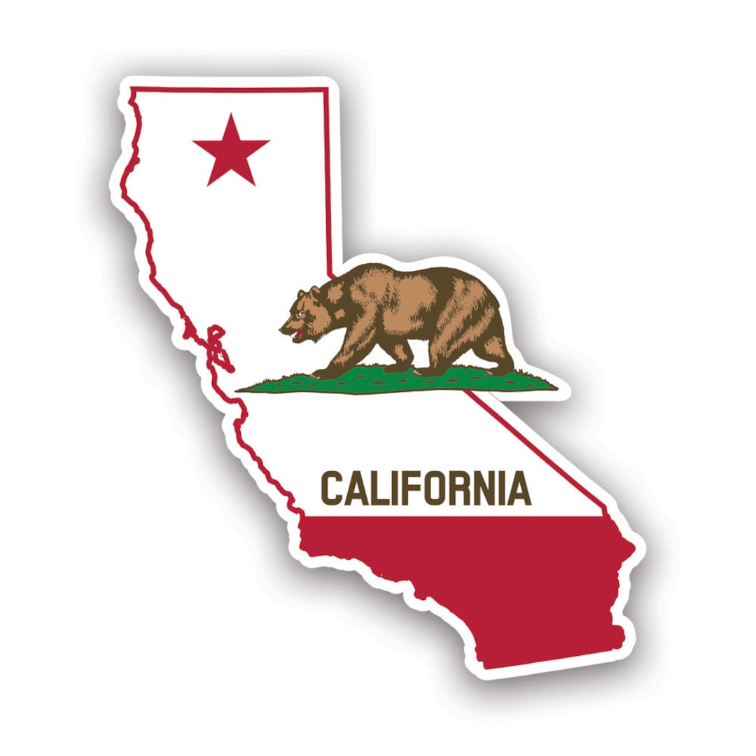 California Flag State Shaped Sticker - Decal - American Made - UV ...