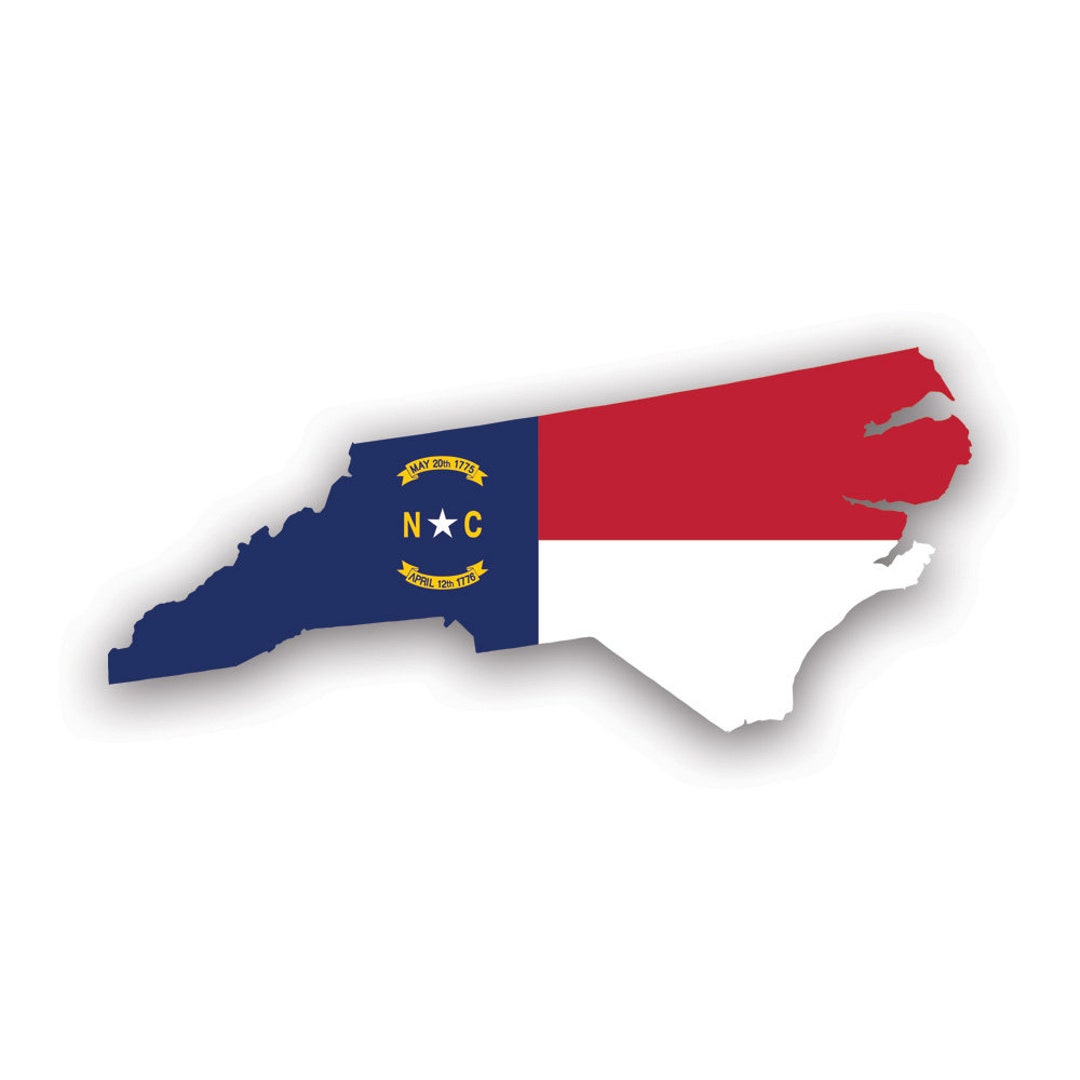 North Carolina State Shaped Flag Sticker - Decal - American Made - UV ...